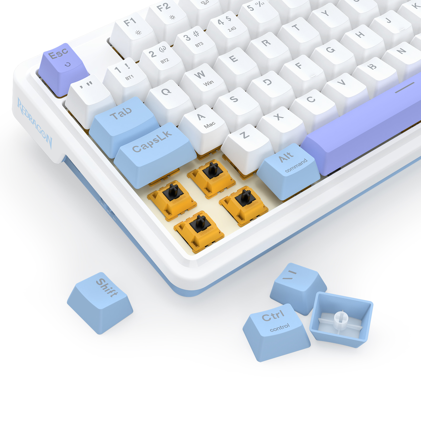 Teclado Mecânico Gamer Sem Fio Redragon Gloria Pro RGB Compacto Branco ...