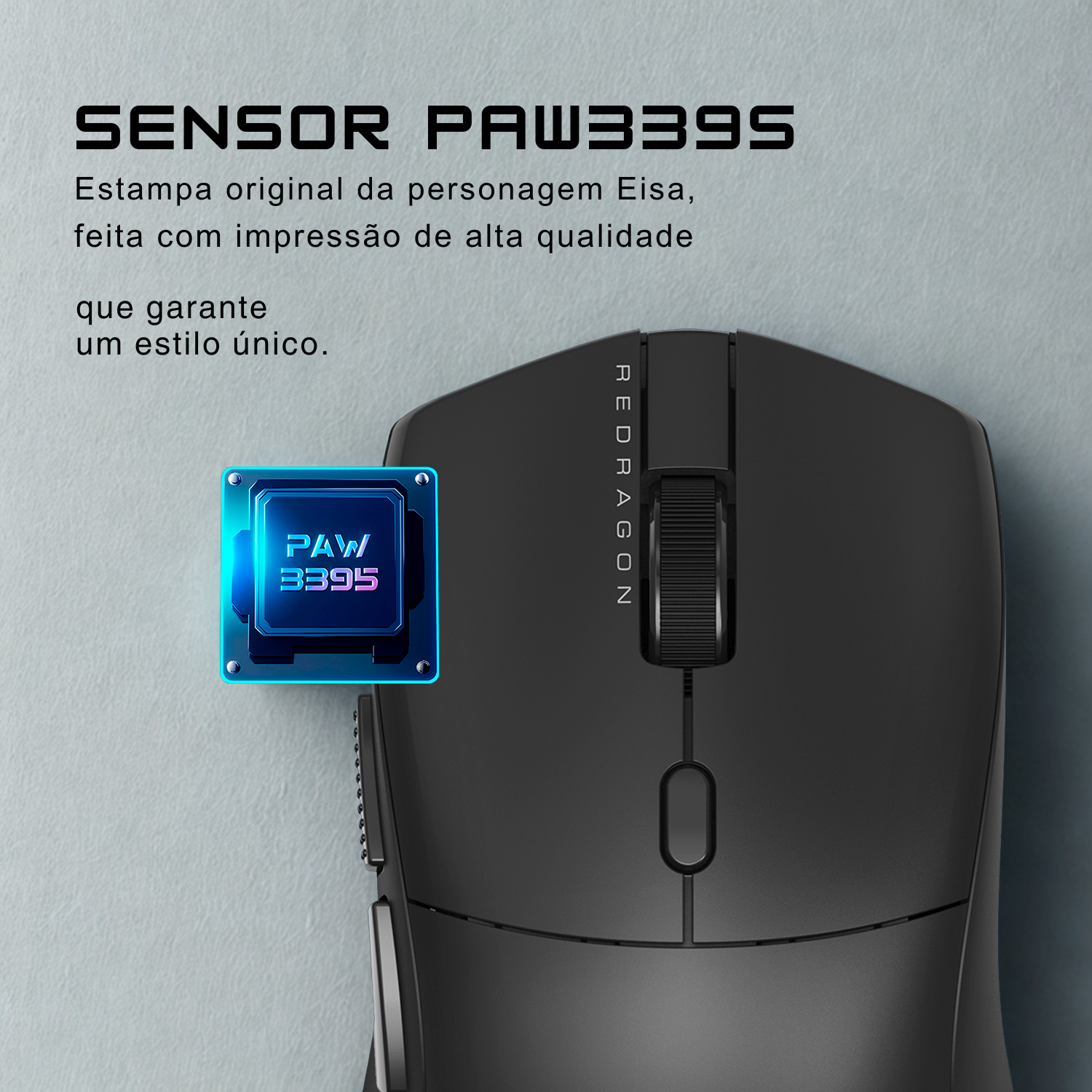 Mouse Gamer Redragon Neva Pro M815-PRO – Ultraleve 54g, Sensor PAW3395, 26000 DPI, Wireless ...
