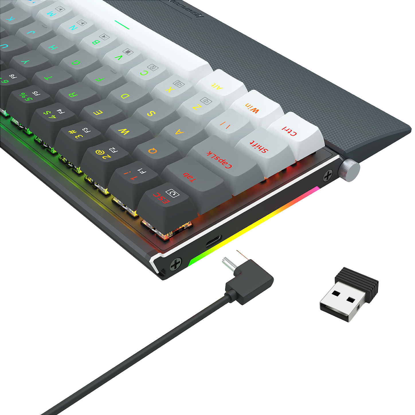 TECLADO MECÂNICO GAMER SHACO PRO PRETO E CINZA RGB COM SWITCH MARROM ...