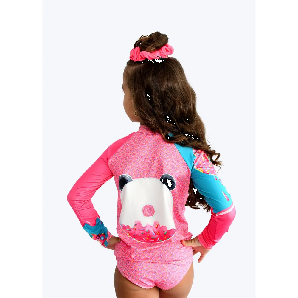 Conjunto Fem Blusa ML Proteção UV e Calcinha Estampa Donut's Panda ...