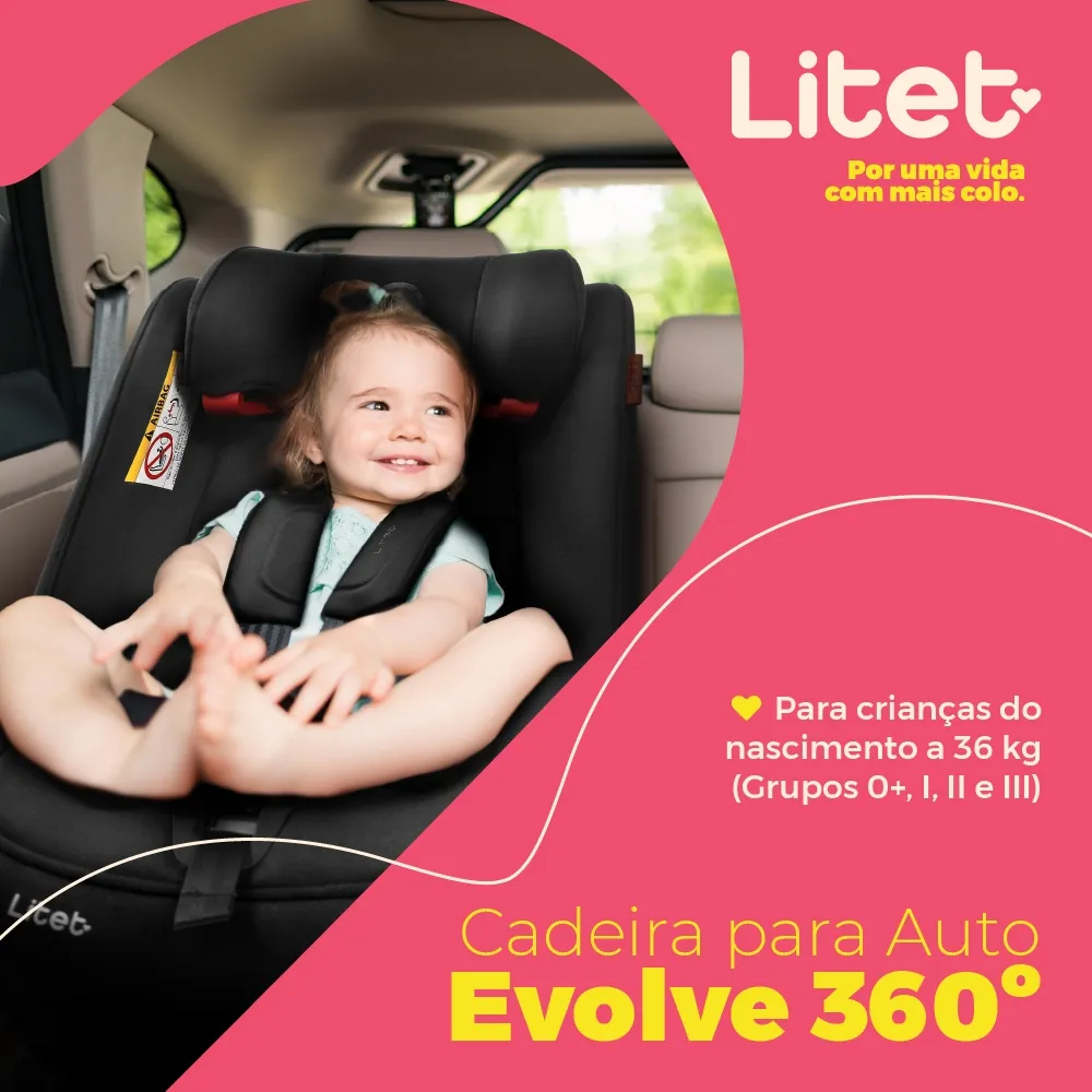 Cadeira De Carro Evolve 360 Litet Preta e Areia - TotalBaby Store