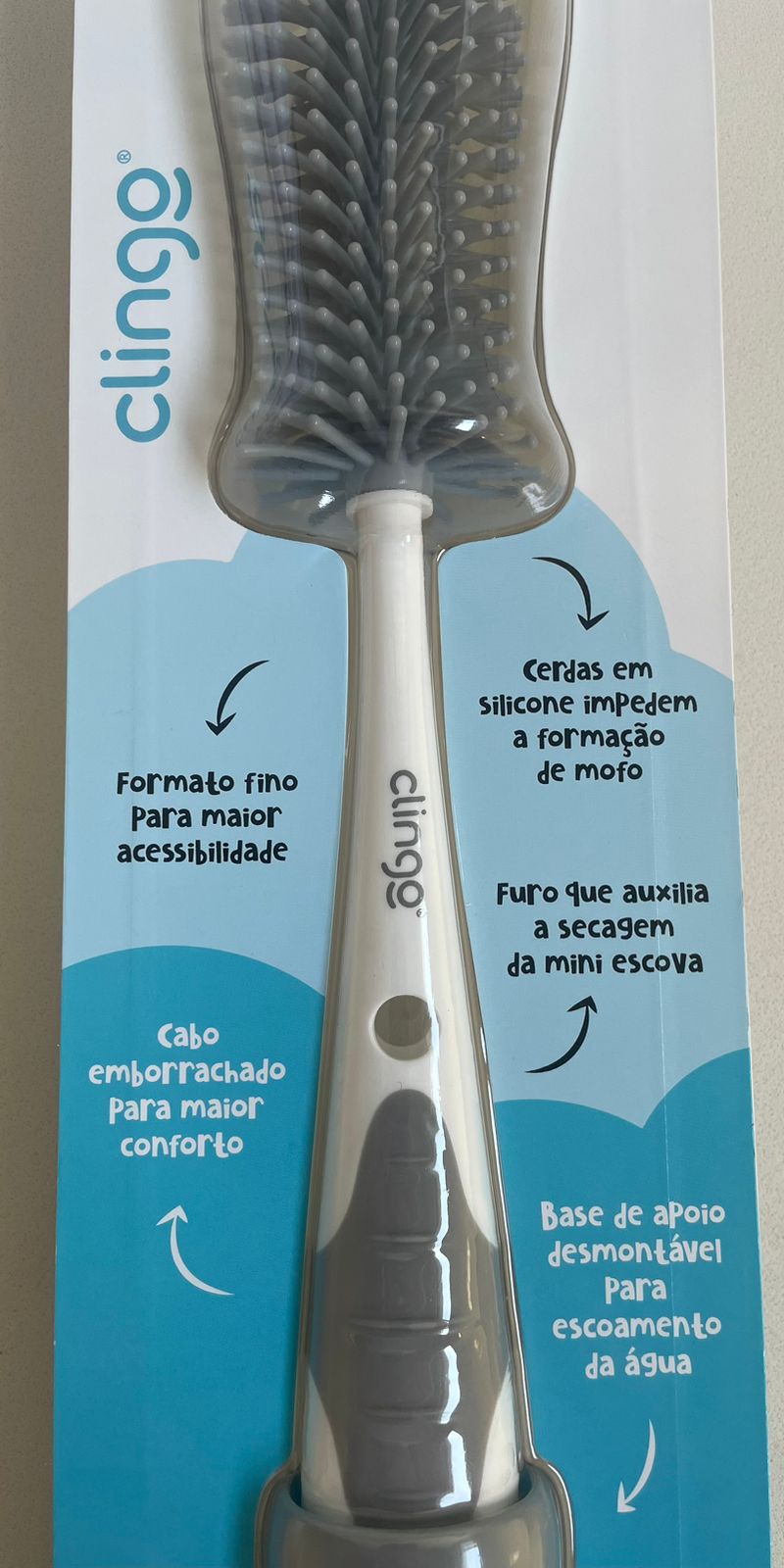 Escova De Mamadeira Silicone Com Base - Clingo - TotalBaby Store