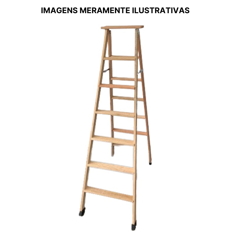 Escada de Madeira Americana 07 Degraus 1,75m Profissional Elite Escadas ...