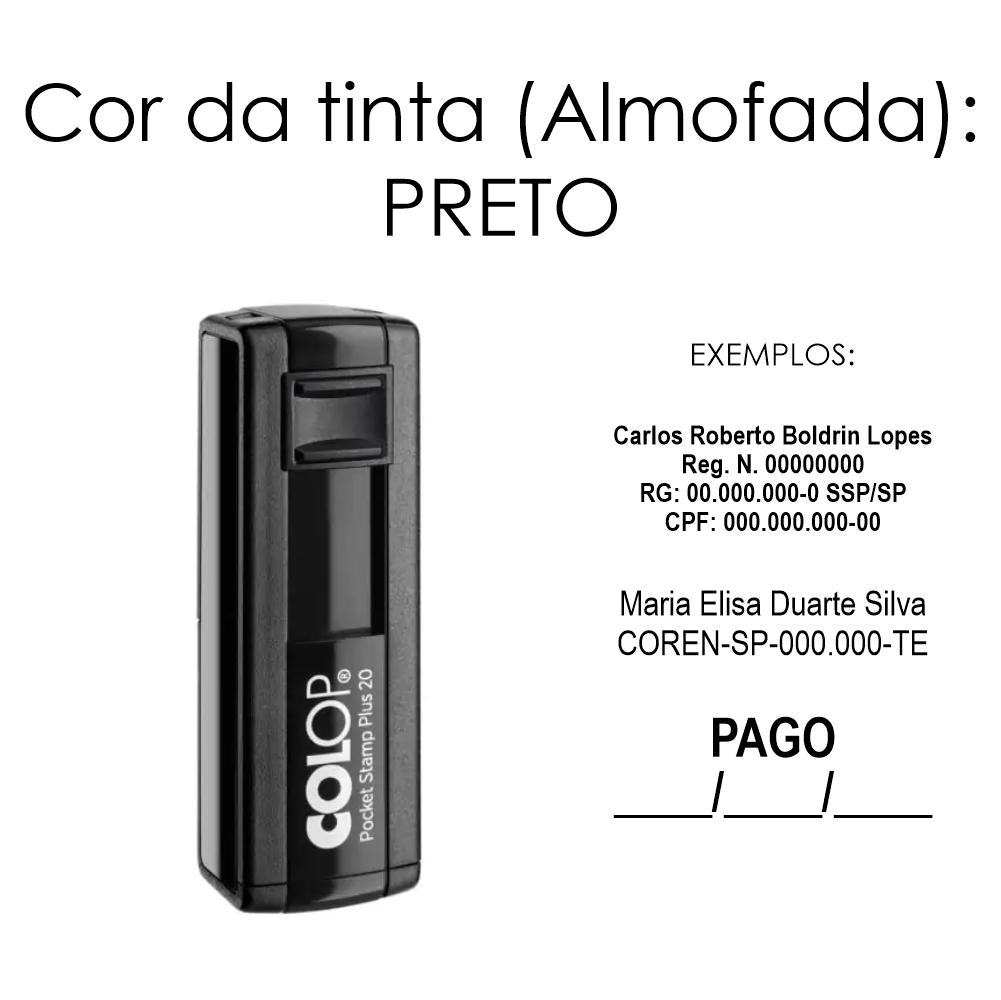 Carimbo Personalizado Automático Colop 14x38mm Pocket Stamp Plus 20 - Carimbo de Bolso - MEGA ...