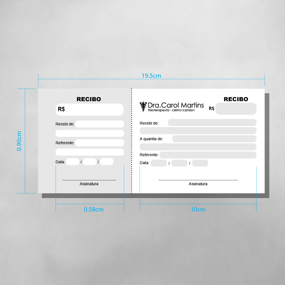 Bloco Talão de Recibo C/ 50 fls Personalizado c/ Canhoto Impressão Preto 1x0 Sulfite 75g 19 ...