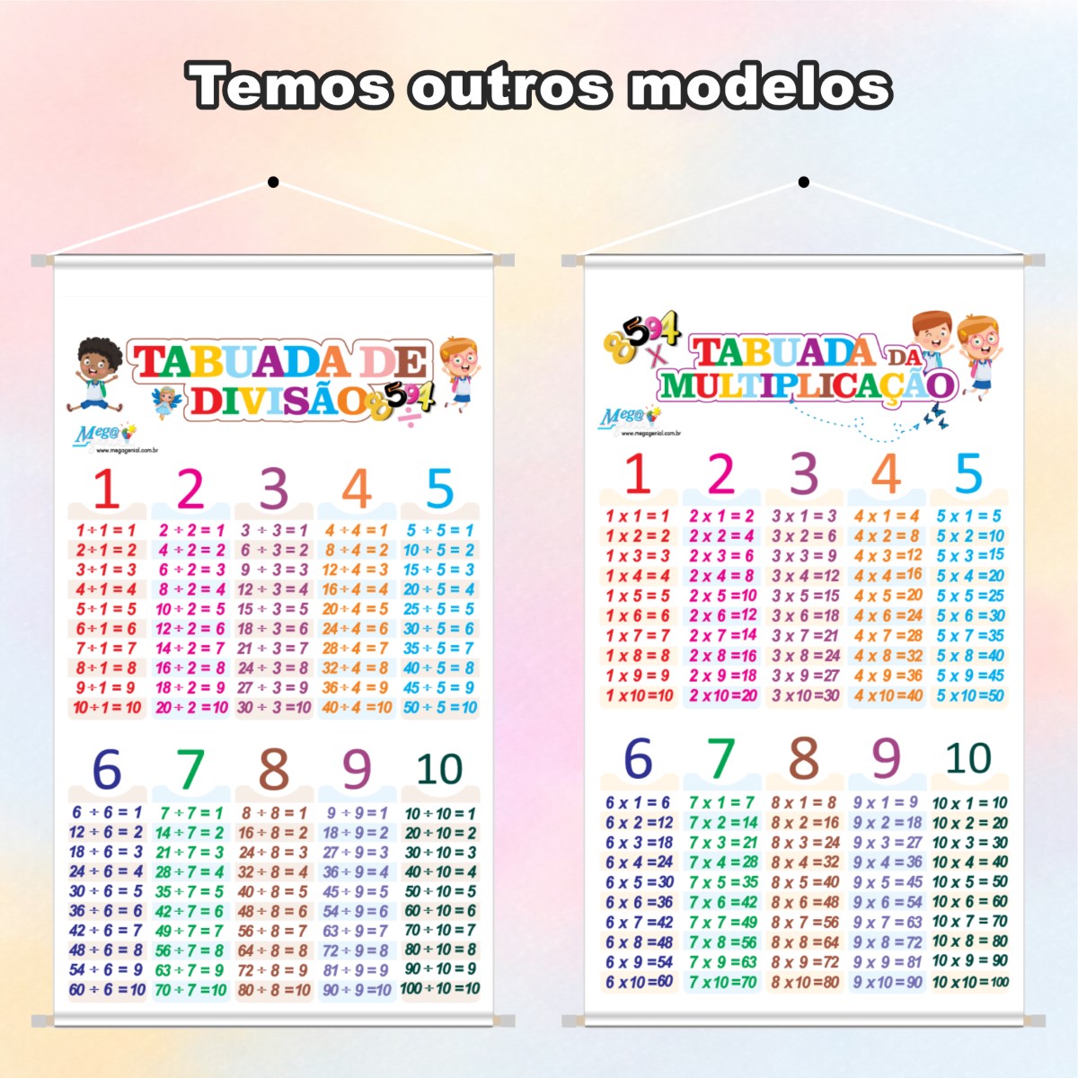Banner Tabuada da Multiplicação Educativo Pedagógico Escolar Didático ...