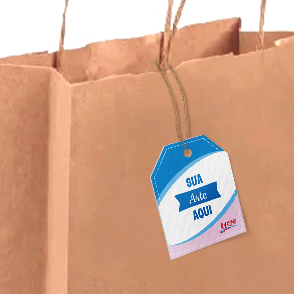 Tag Retangular Chanfrado com furo - Papel Off-Set - Impressão frente ...