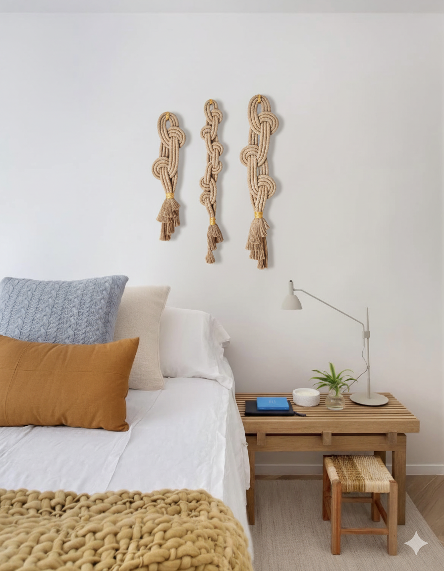 Trio de Adornos de Parede Fluid, Flow & Curves Off White - Boho Chic ...