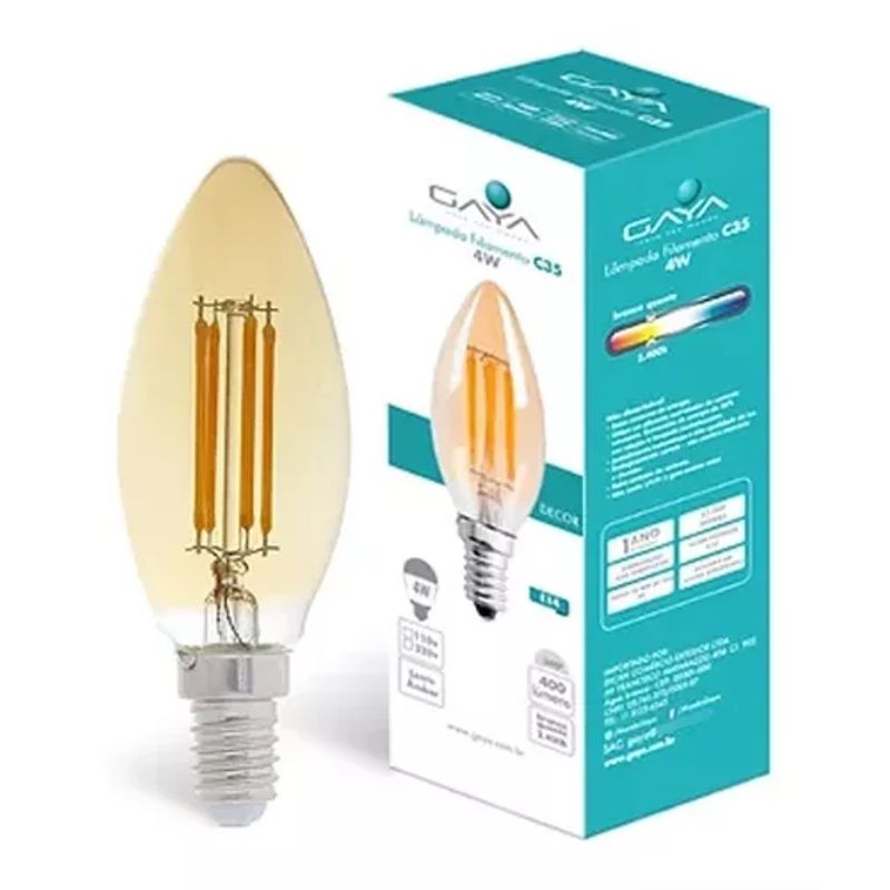 Lâmpada LED Filamento C35 220v 4w Vela C35 400lm 220v Ip20 Branco ...