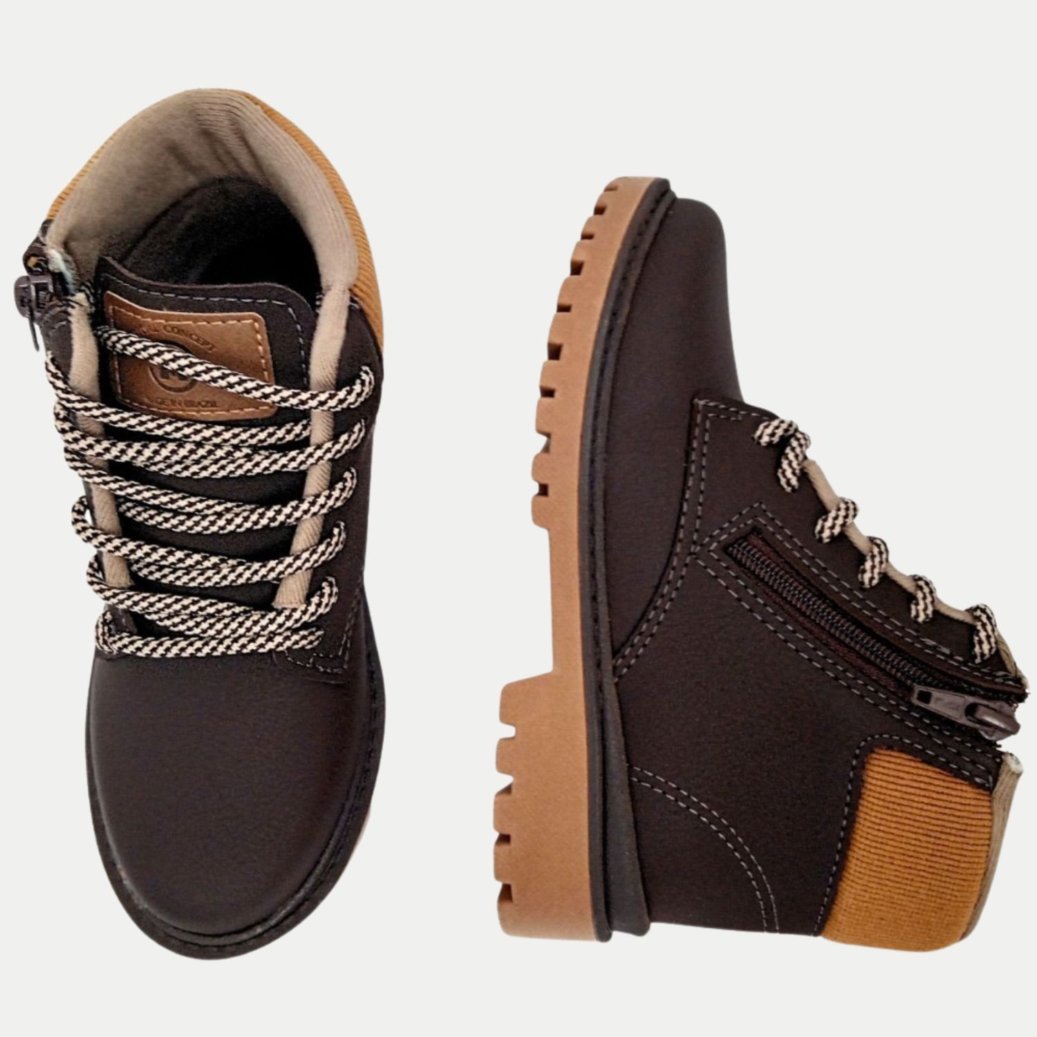 BOTA MOLEKINHO COTURNO COM ZÍPER MARROM MASCULINA - Lojas Parati