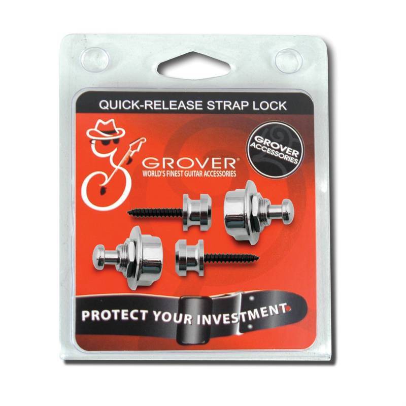 Trava Grover GP800C Strap Lock para Correia, Cromada - Planet Music Express