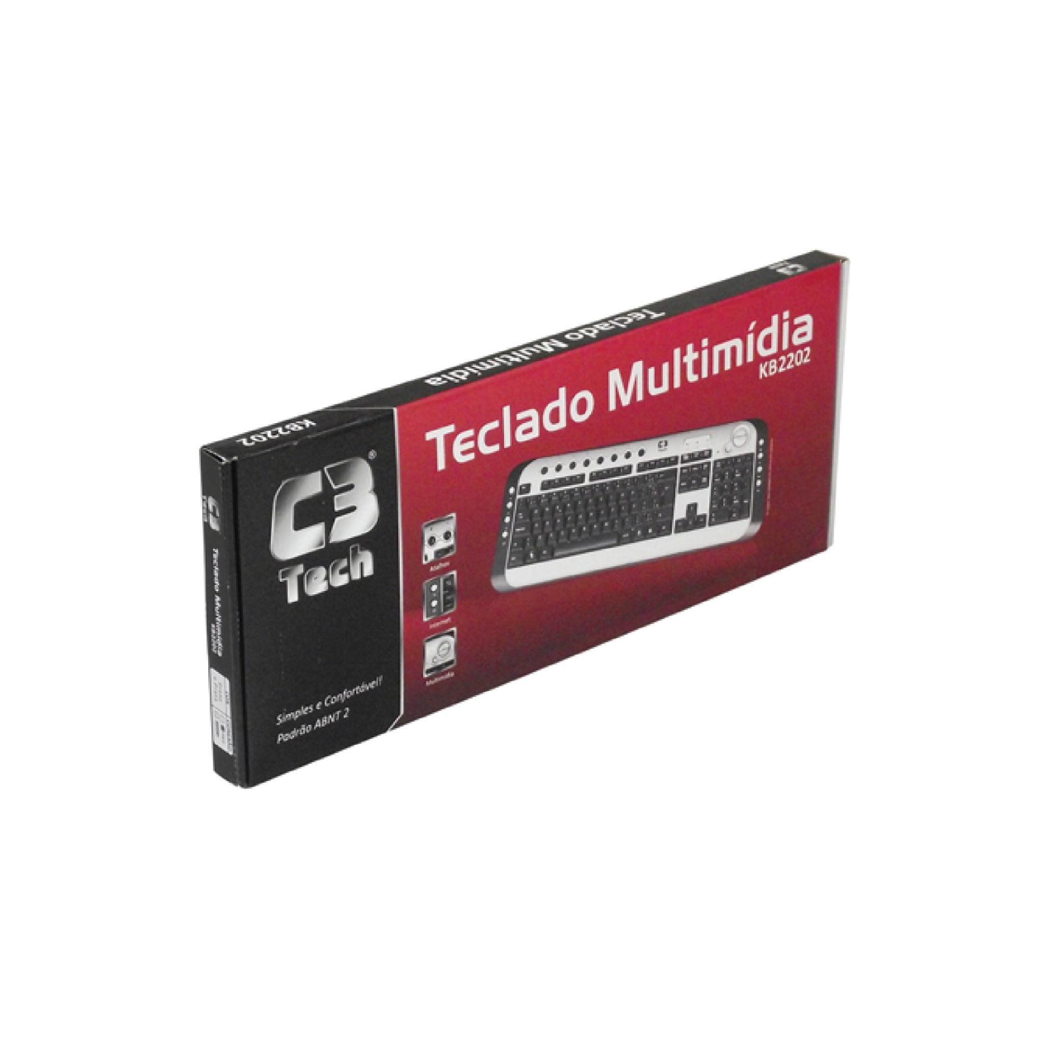 Teclado C3Tech Multimídia Slim Usb Kb2202-2 - Preto/Cinza - Casa Vieira