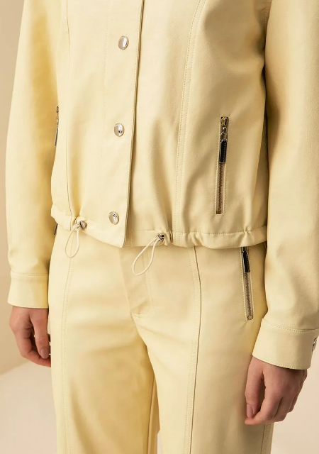 Jaqueta Morena Rosa Bomber Detalhe Zíper Amarelo Claro - LaCore