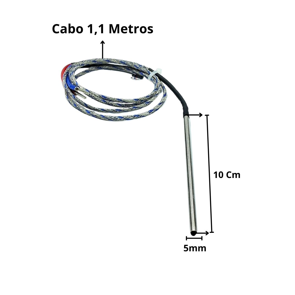 Sensor De Temperatura Termopar Tipo J Haste 5x100mm - Fogo Forte ...