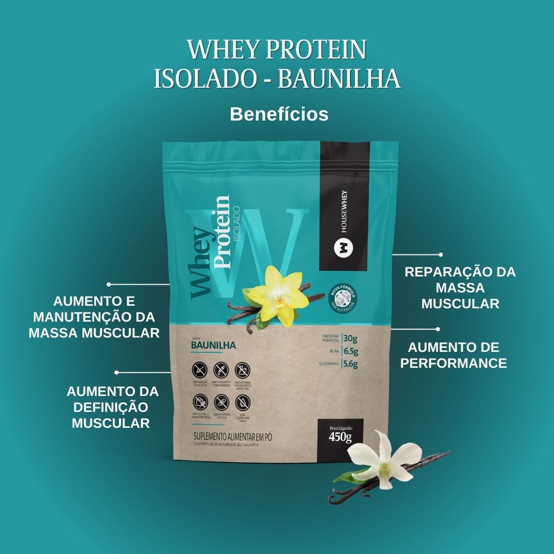 WHEY PROTEIN ISOLADO - BAUNILHA - 450g - HOUSEWHEY