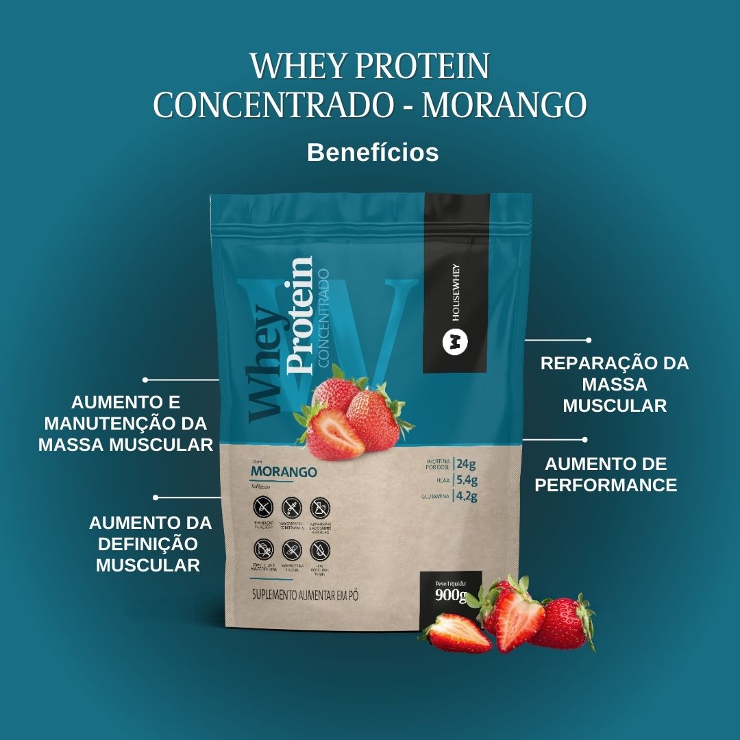 WHEY PROTEIN CONCENTRADO - MORANGO - HOUSEWHEY
