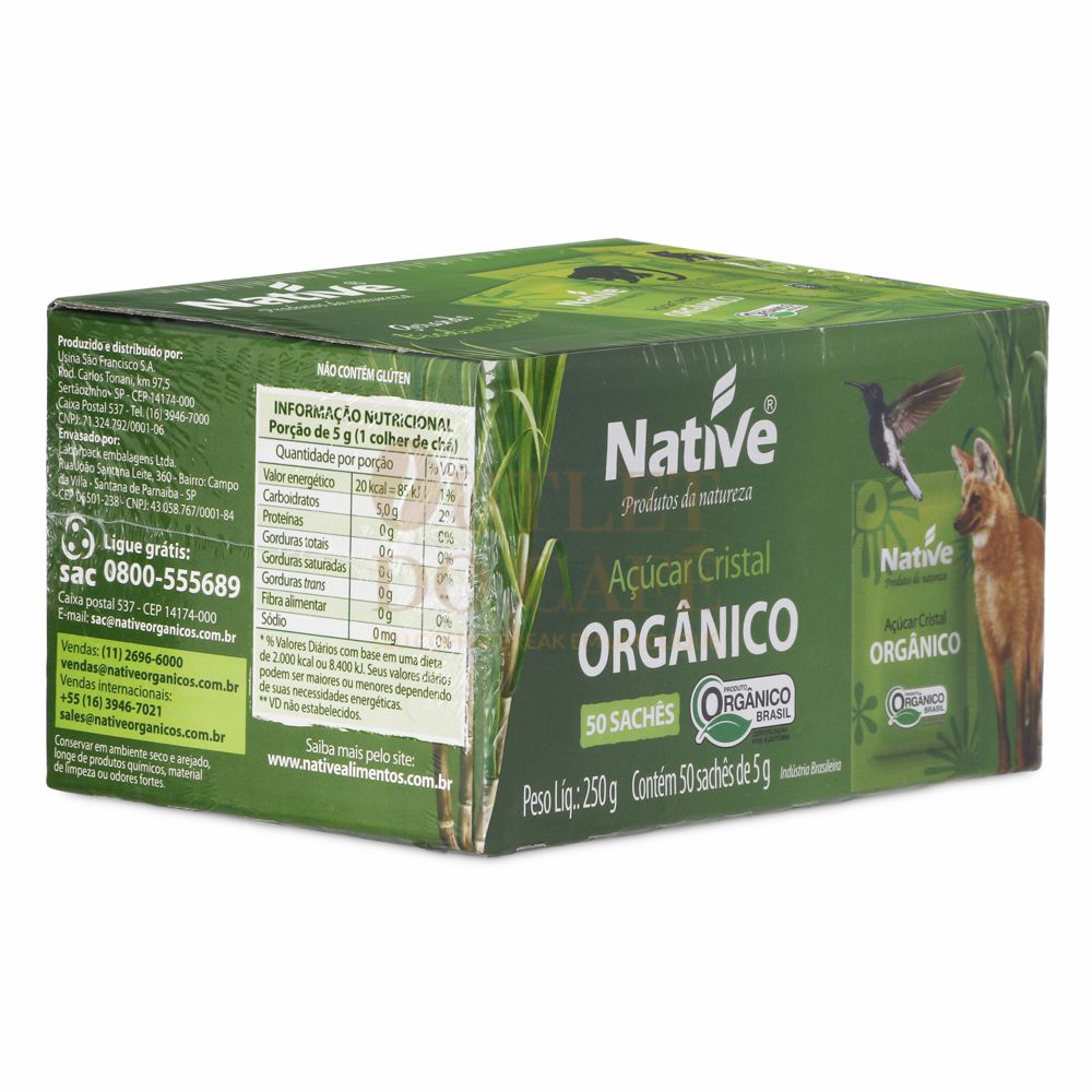 Açúcar Orgânico Native Sachet 50 Un. de 5g - Outlet do Café