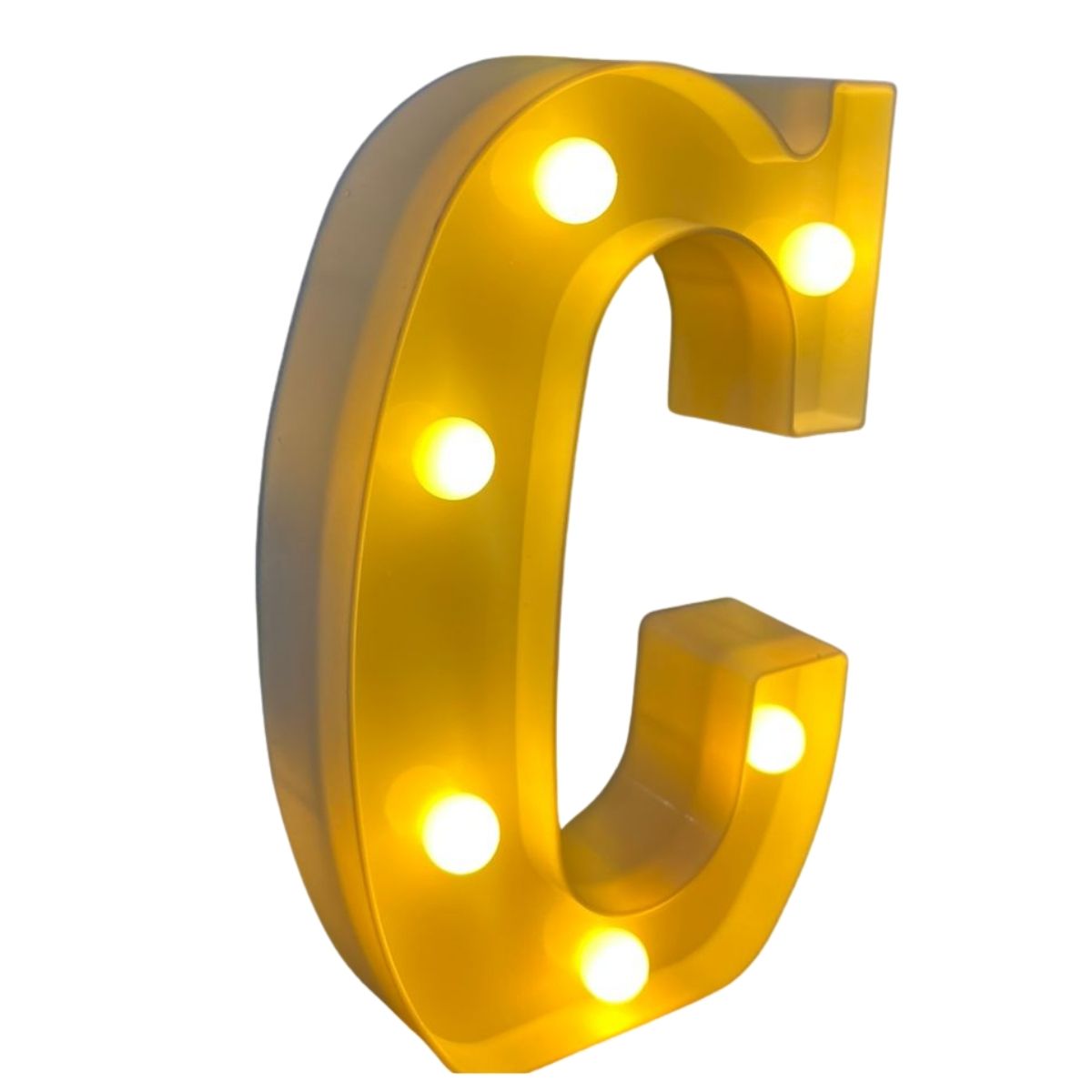 Letra Led C Plástico Branco Decorativa Luz Amarela - Lembrança Chique