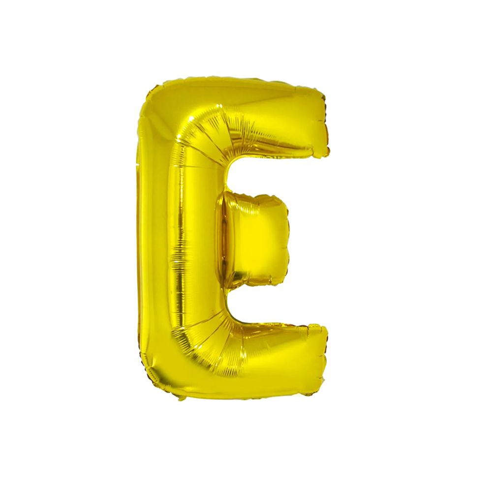 Letra E Maiúscula 16" 41cm Dourado Metalizado C/Vareta - Lembrança Chique