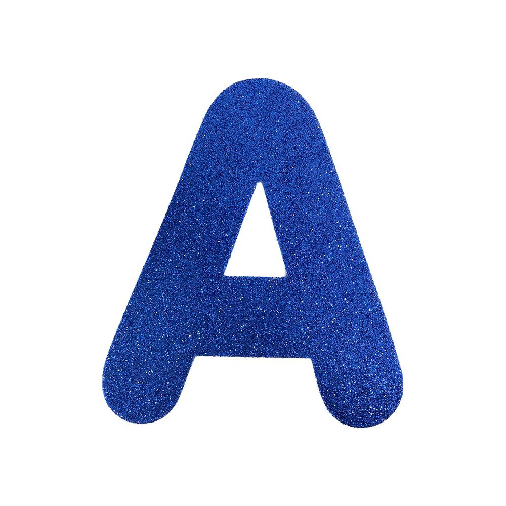 Letra A Maiúscula Azul Glitter Brilho EVA Decoração 2x12,5CM ...