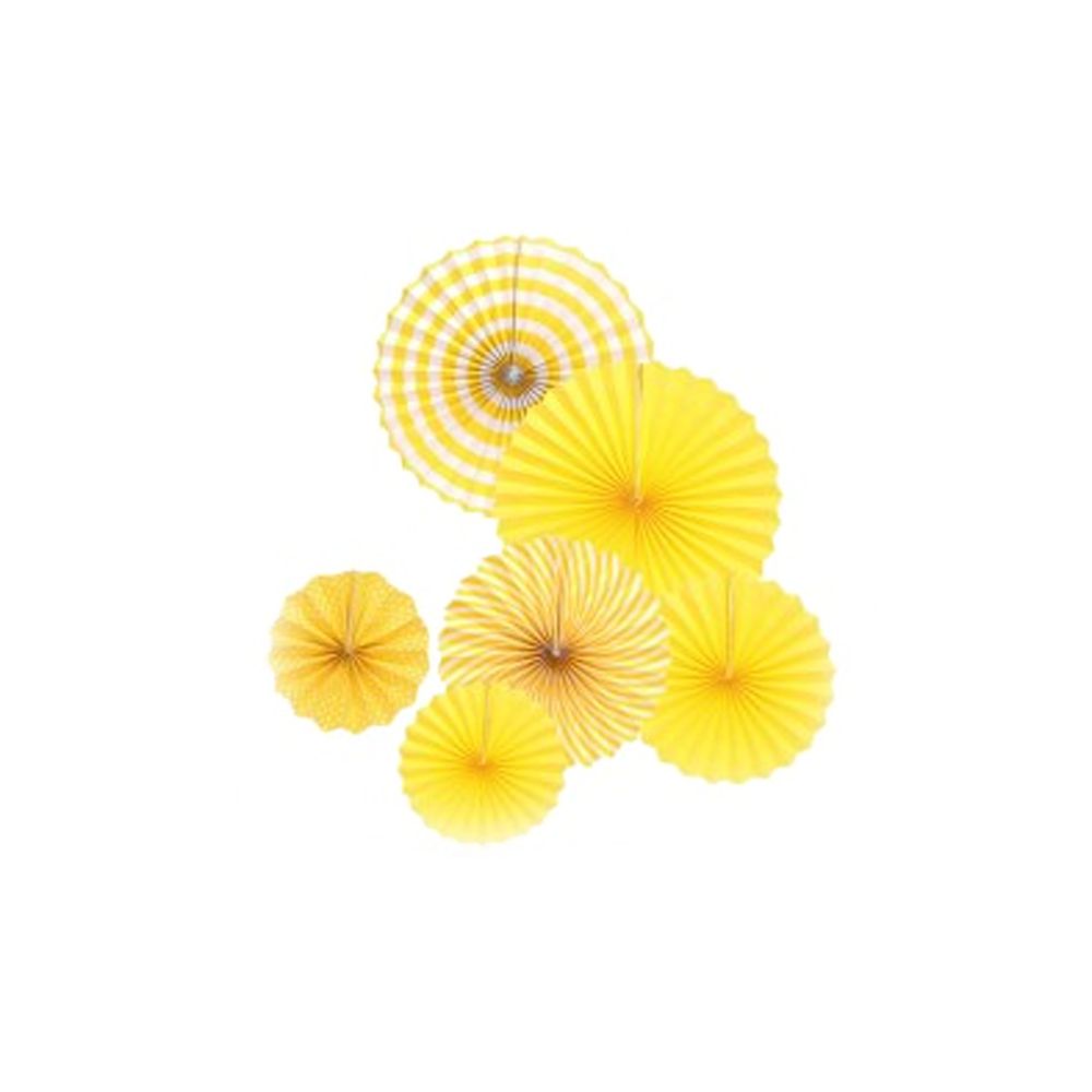 Leque De Papel Variados Amarelo Enfeite Decorativo 6un - Lembrança Chique