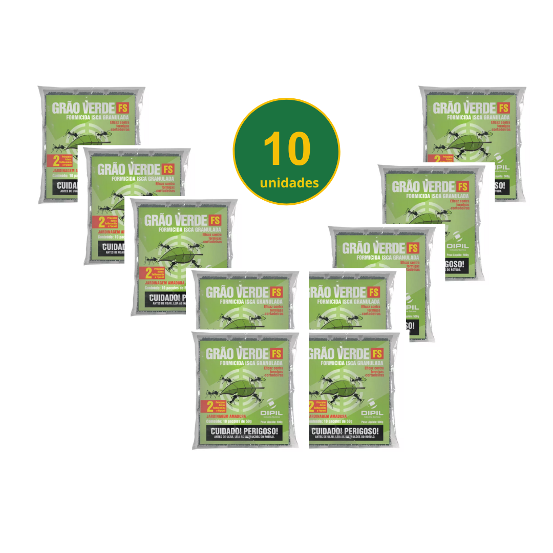 Formicida Isca Grão Verde - 500g - Com 10 pacotes - Crotalaria Brasil