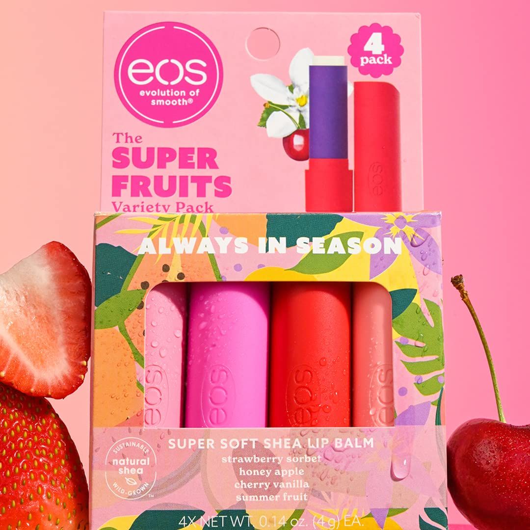 Eos Lip Balm Bastão The Super Fruits 4 Unidades - Hidratante Labial ...