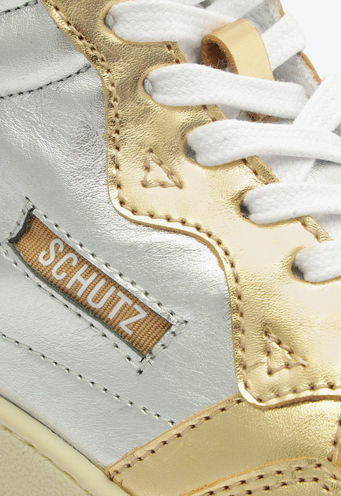 Tênis Feminino Couro Mix de Tons Metalizados Schutz Dourado BW ...