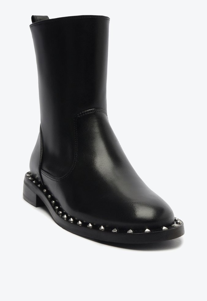 Bota Cano Médio Rocker Couro Schutz Preto - Specchio | Loja de Moda ...