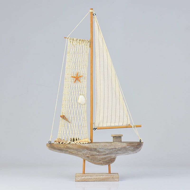 Enfeite Veleiro Rústico Grande em Madeira - Casa Náutica