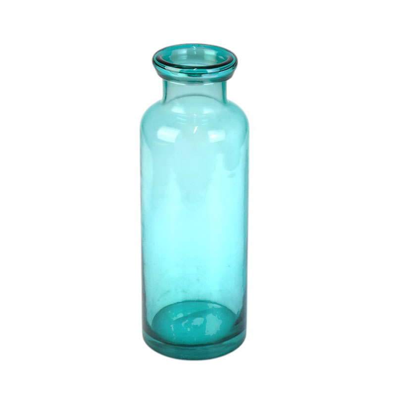 Vaso Garrafa Fumê Azul em Vidro - Casa Náutica
