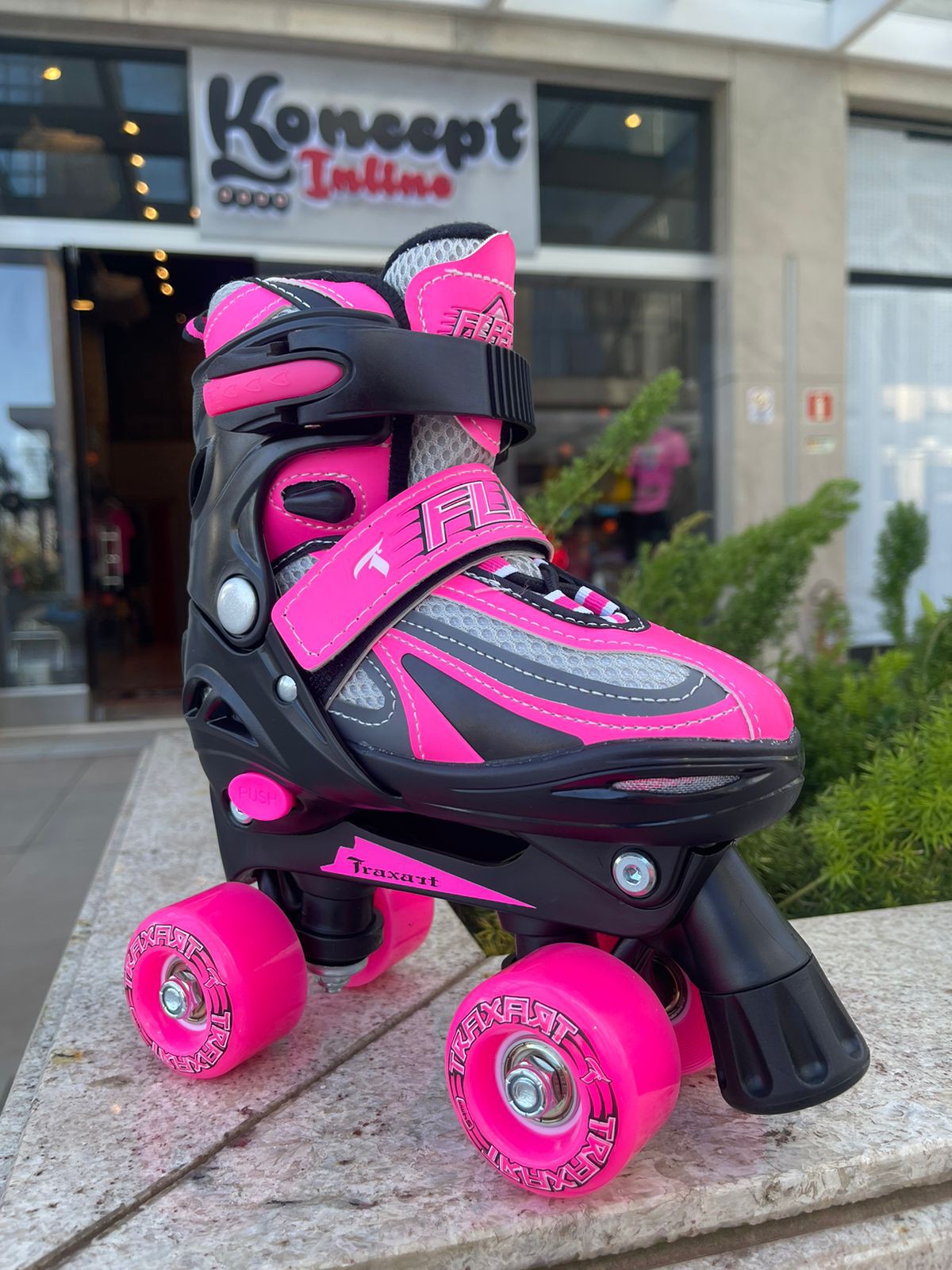 Traxart Patins Quad ajustável infantil FLASH - Rosa (28 AO 34 ...