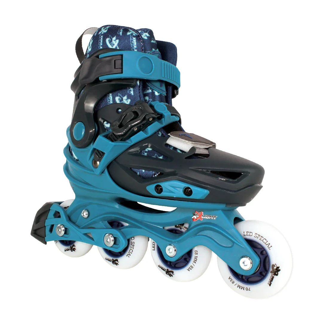 Patins Traxart X-LIGHT ajustável rodas Led ABEC9 - Azul - Koncept Inline