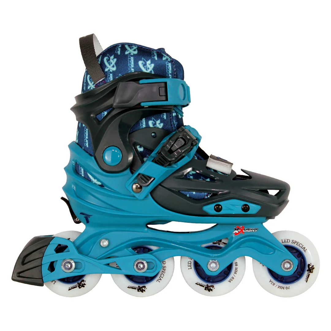 Patins Traxart X-LIGHT ajustável rodas Led ABEC9 - Azul - Koncept Inline