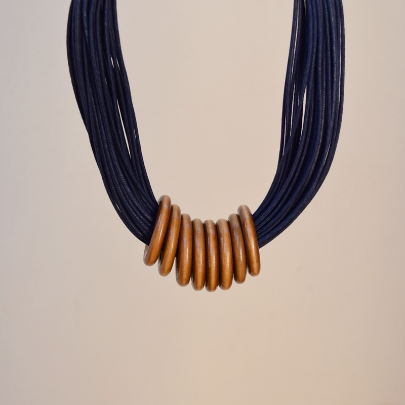 Colar Design Natural algodão azul marinho CO 1481 - Muzazen - Semijoias ...