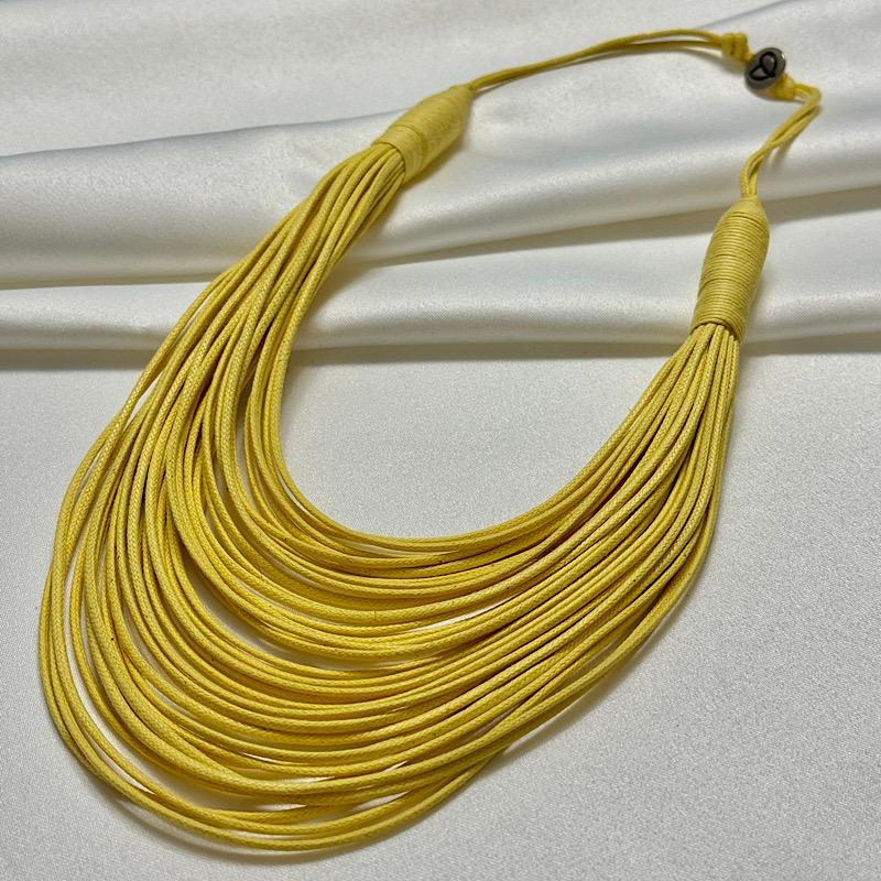 Colar Design Natural fios de algodão amarelo CO 1341 - Muzazen ...
