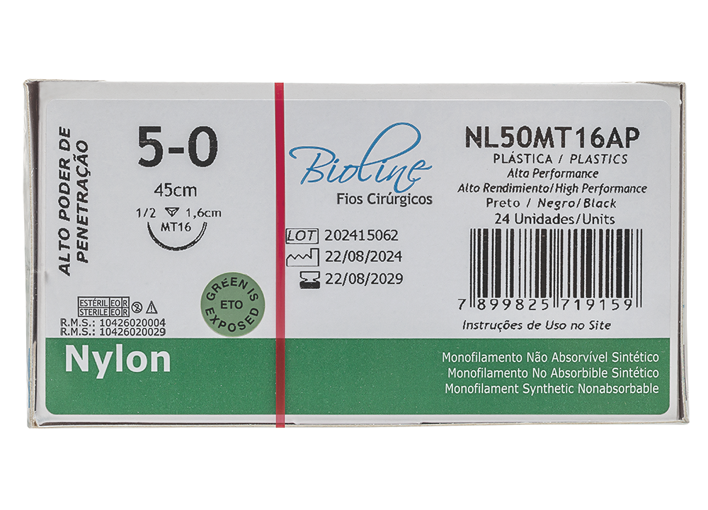 Comprar NL50MT16AP | Fio Sutura Nylon 5-0 AG Triang. 1/2 16 mm - Plástica - HMED Suturas - LOJA ...