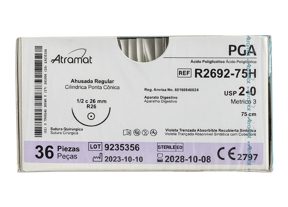 Comprar R2692-75H | Fio Sutura PGA 2-0 AG Cil. 1/2 Circ. 26 mm - HMED Suturas - LOJA INTEGRADA