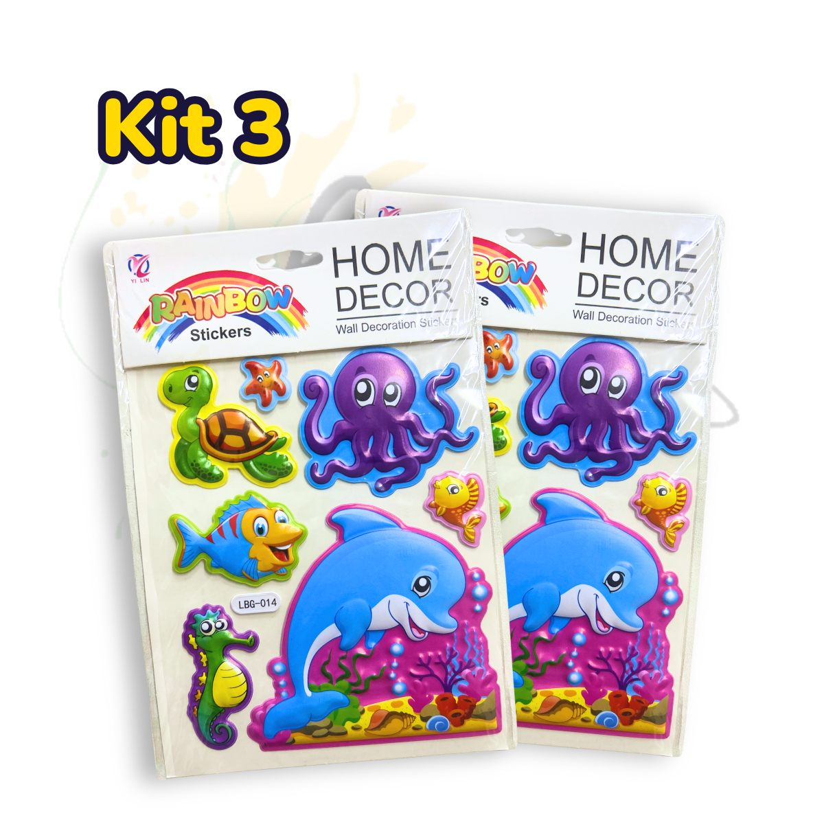 Kit 10 Cartelas Adesivos 3D Infantis Stickers Sortidos - LuBrinque