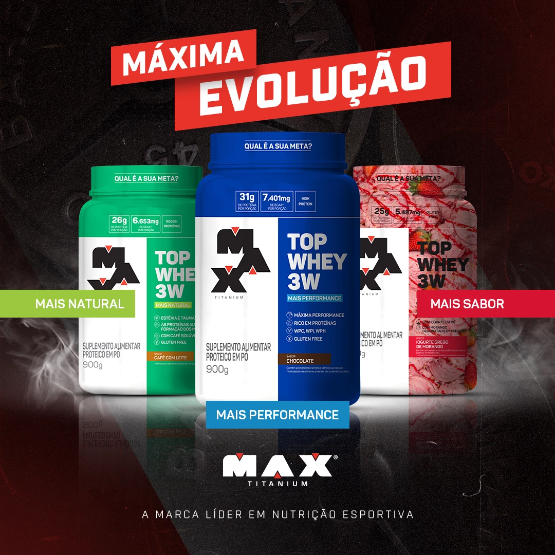 Top Whey 3W + Natural Pote 900g - Max Titanium - VIANATURAL