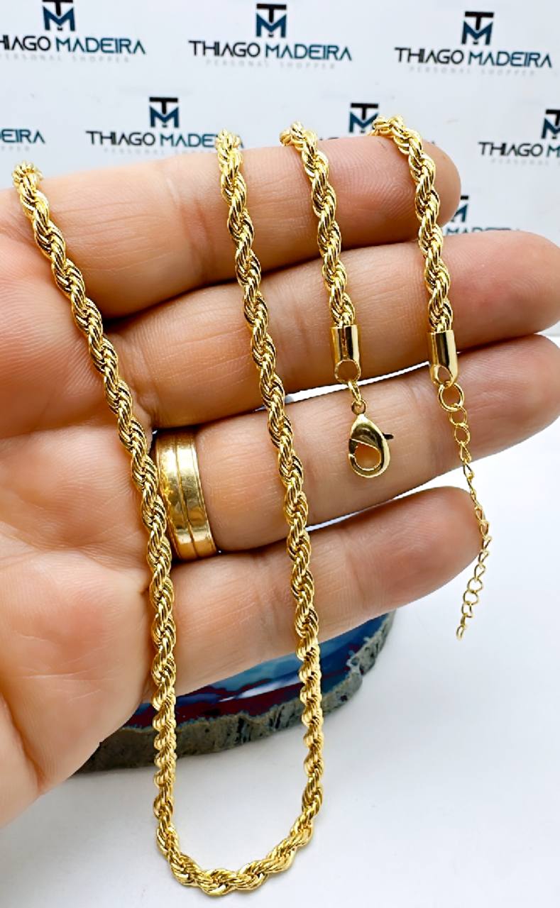 Cordão baiano 4mm grosso 60cm - 01 unid - Banho 02 Milésimos De Ouro 18K - Tudo para Montagem de ...