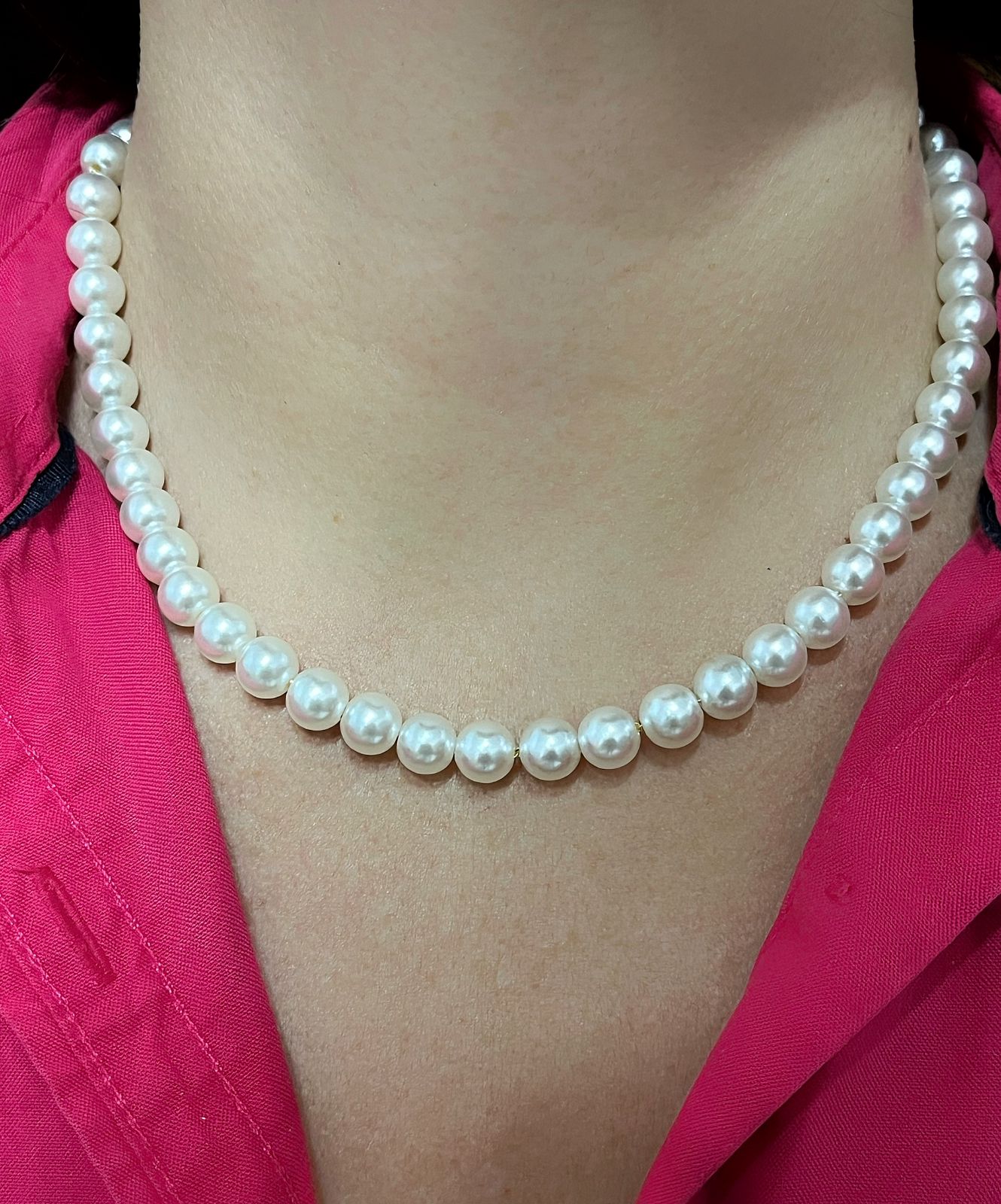 Colar Perola 8mm com Fecho e Alongadora - medida 45cm - 1 unidade - Tudo para Montagem de ...