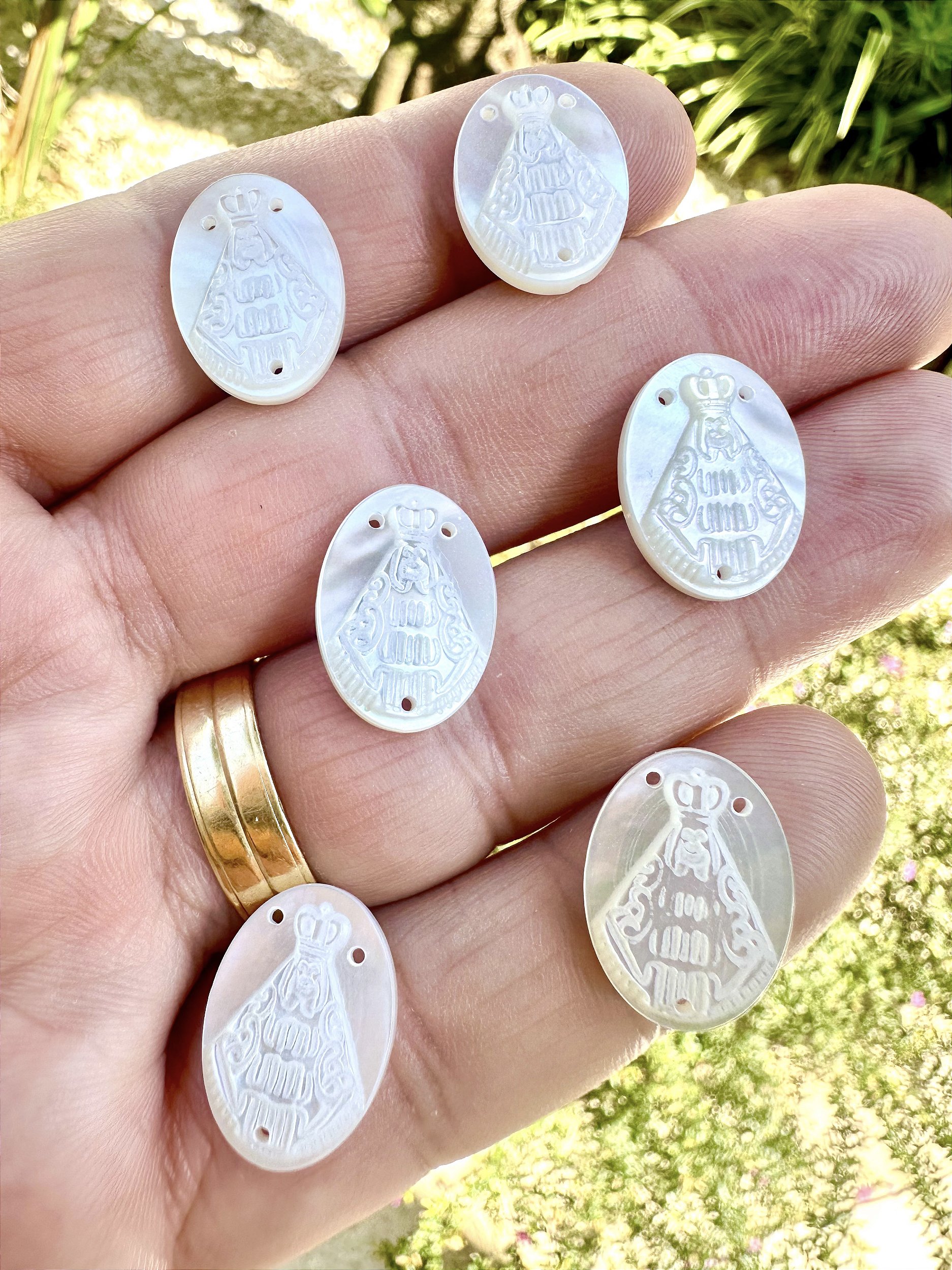 Pingente Religioso NS Aparecida 3 Saidas Madreperola - 01 Unid - Tudo para Montagem de ...