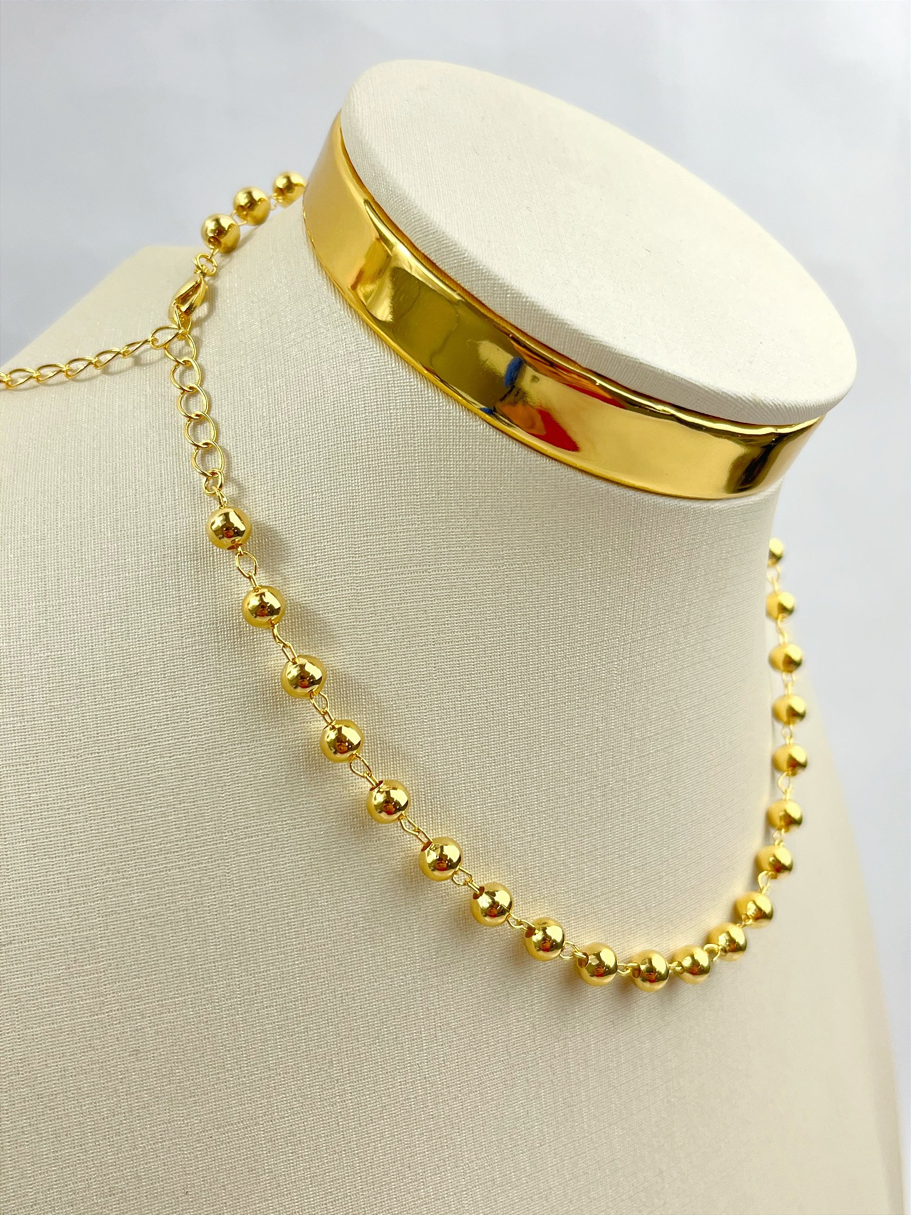 Colar Bolinhas 4mm banho ouro com fecho lagosta e extensora - 1 unidad ...