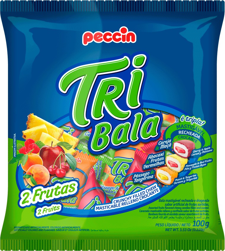 Bala Tribala Peccin 2 Frutas Sortidas 100 Gramas R.99412 Unidade ...