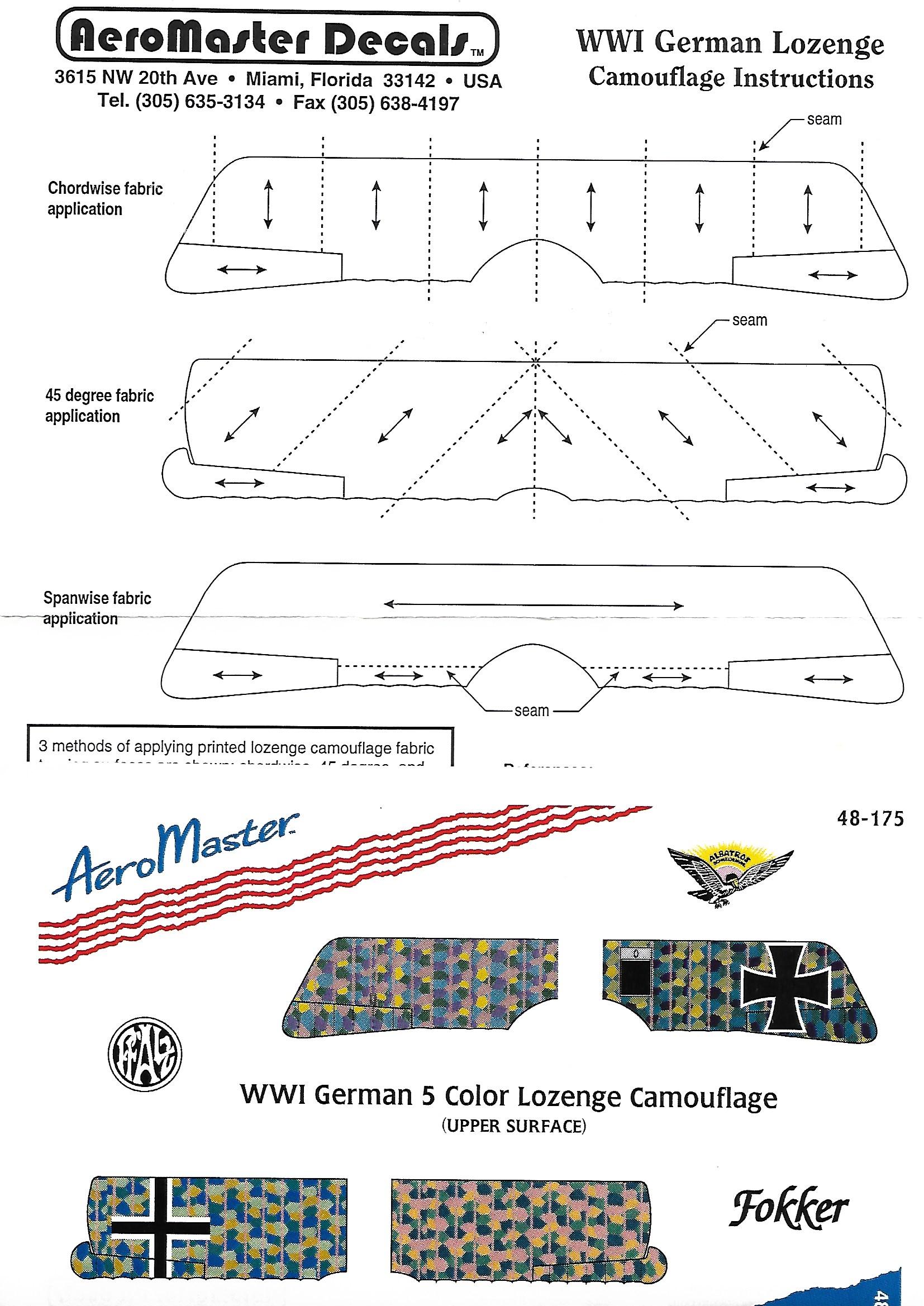 Aeromaster Decais - Decal para WWI German 5 Color Lozenge Camouflage ...
