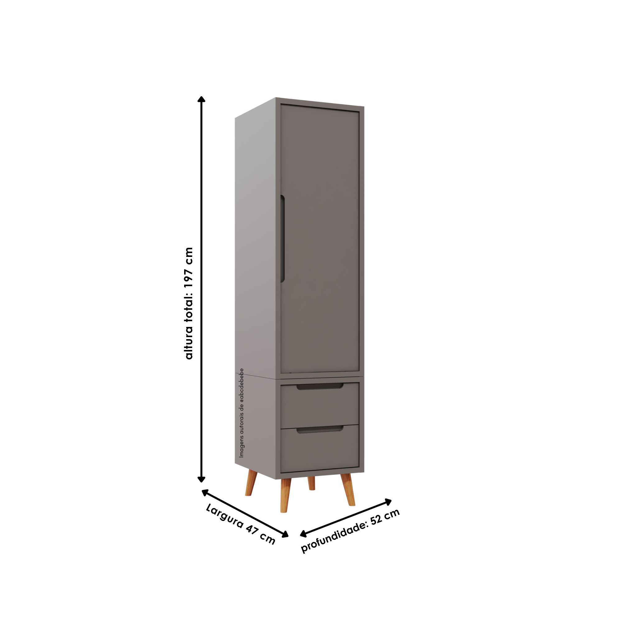 Armário Modular Sonhos com Gavetas e Porta – MDF com Pés em Madeira ...