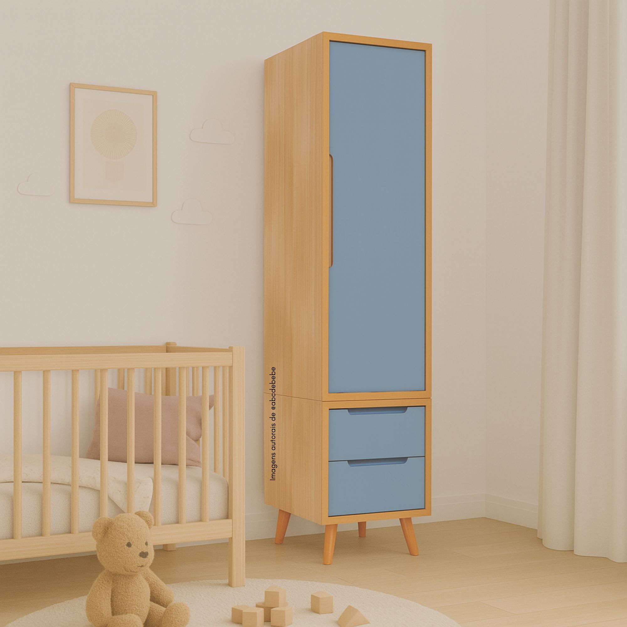 Armário Modular Sonhos com Gavetas e Porta – MDF com Pés em Madeira ...