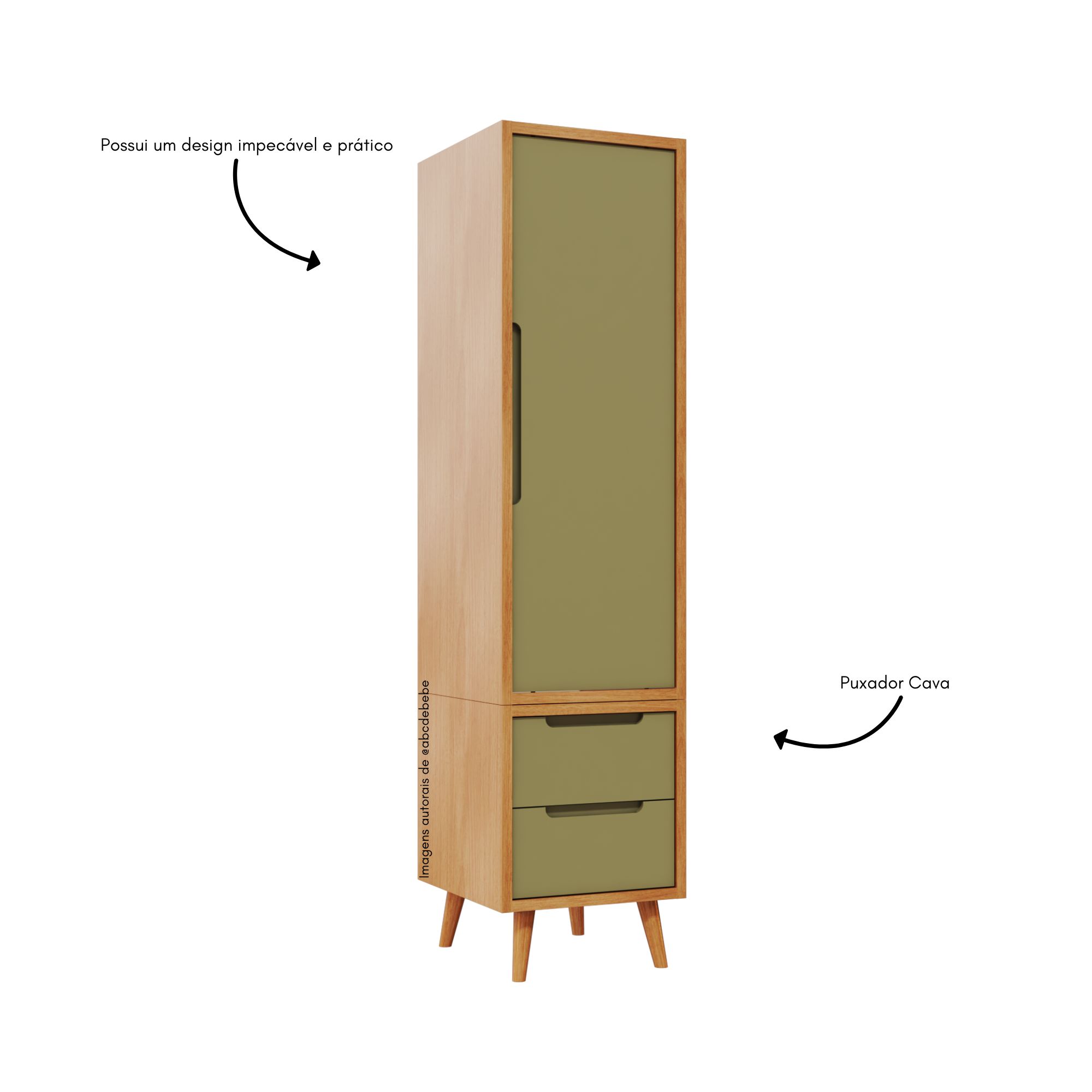 Armário Modular Sonhos com Gavetas e Porta – MDF com Pés em Madeira ...