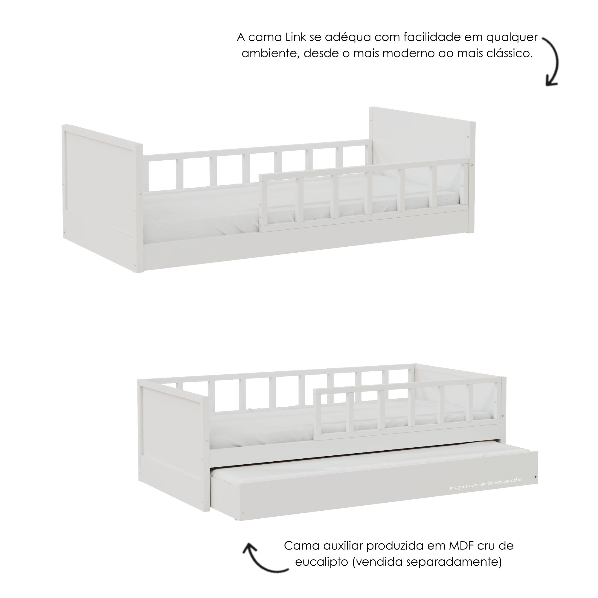 Cama Infantil Link em Madeira Reflorestada com Grades Palitadas. - ABC ...